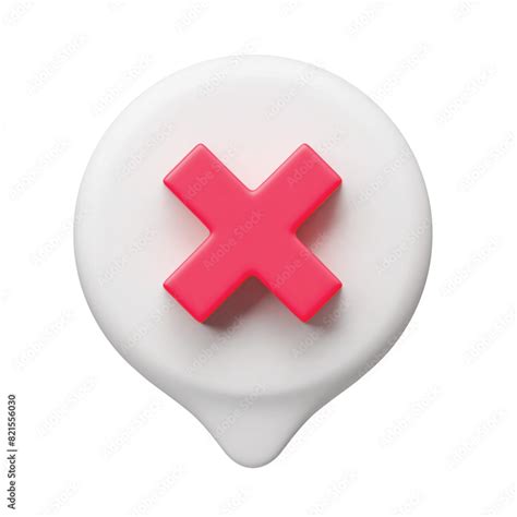 Red Wrong Check Mark Sign In White Speech Bubble 3d Realistic Warning Attention Secure Signal