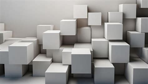 Premium Photo Random Shifted White Cube Boxes Block Background Wallpaper Banner With Copy