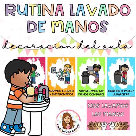 Cartel Rutina Para Lavarse Las Manos Bathroom Rules Posters Spanish