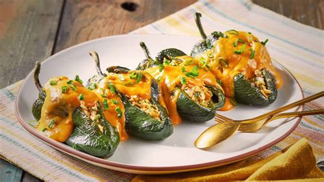 Beans And Chorizo Chiles Poblanos Rellenos Juanitas Authentic Cheese