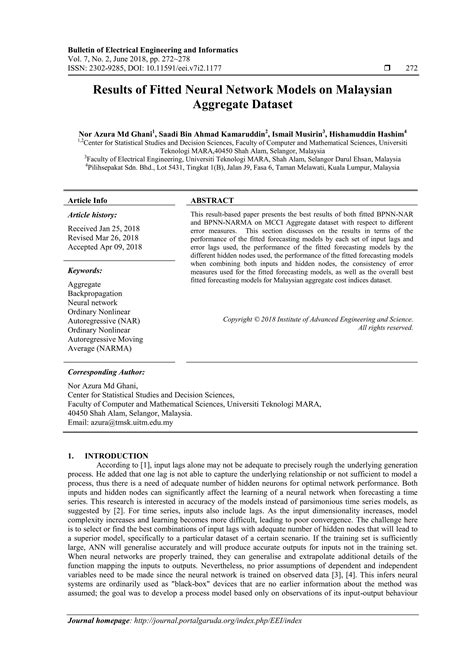 results of fitted neural network models on malaysian aggregate dataset
