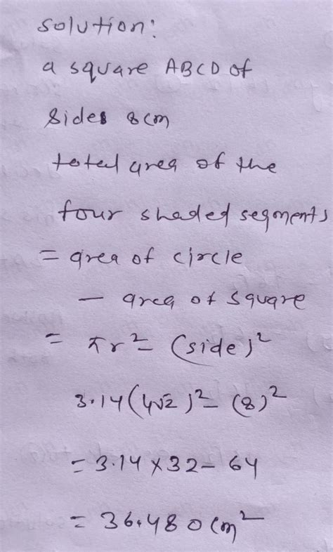 Solved Q5 The Diagram Shows A Square Abcd Of Side 8 Cm Inside A