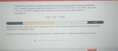 solved consider the equilibrium system described by the chemical
