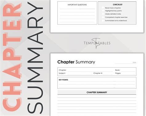 EDITABLE Chapter Summary Template Study Guide Textbook Etsy Canada