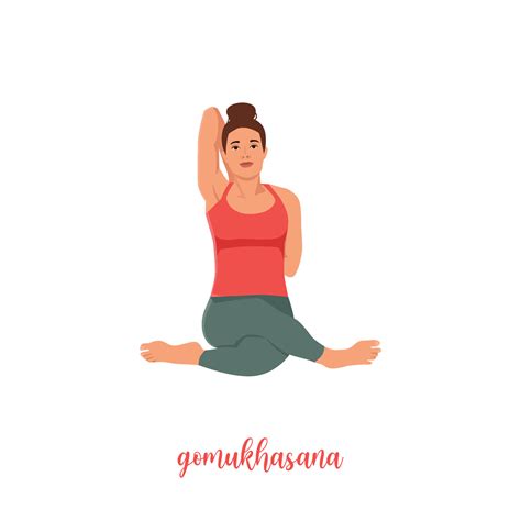 Woman Doing Cow Face Pose Or Gomukhasana Asana In Hatha Yoga Flat