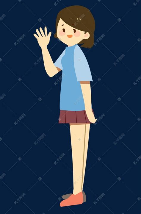 女孩招手示意素材图片免费下载 千库网