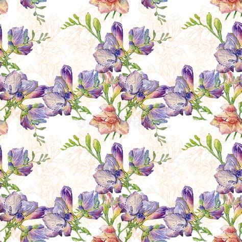 Floral Seamless Pattern Hand Drawn Illustration Stock Illustration