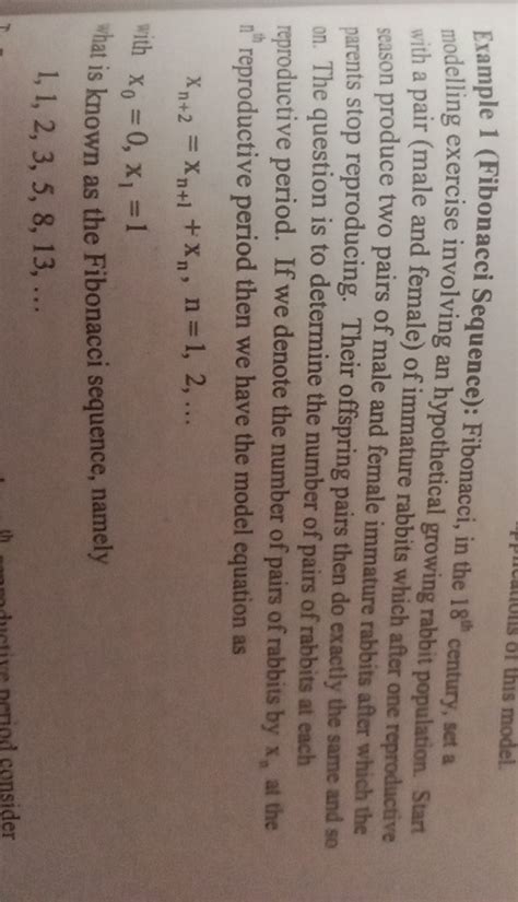Solved Example Fibonacci Sequence Fibonacci In The Chegg Com