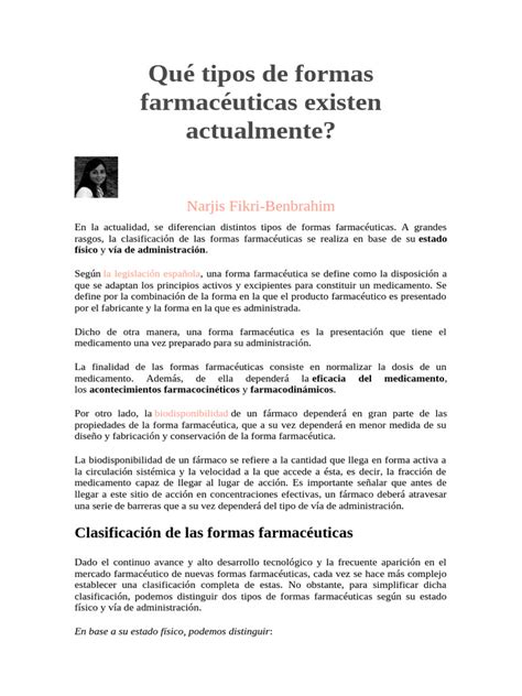 Qué Tipos De Formas Farmacéuticas Existen Actualmente Practica 6 Pdf