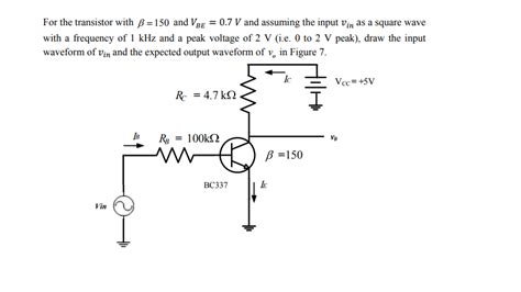 Solved For the transistor with β and VBE V and Chegg