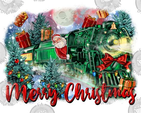 Merry Christmas Santa Polar Express Png Sublimation Design Happy New