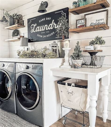 25 Diy Laundry Room Shiplap And Shelving Farmhouse Room Amenagement
