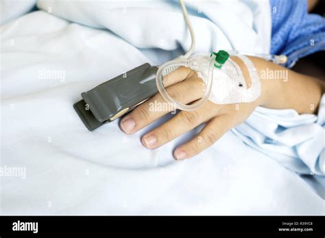 Spo2 Sensor Peripheral Capillary Oxygen Saturation And Iv Drip On