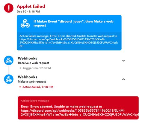 Error Error Aborted Unable To Make Web Request To Rifttt