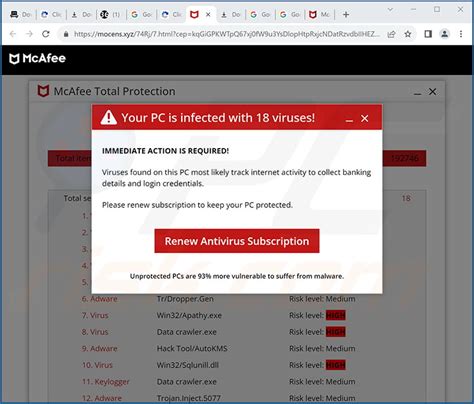 McAfee Your PC Is Infected With 5 Viruses POP UP Scam Removal And