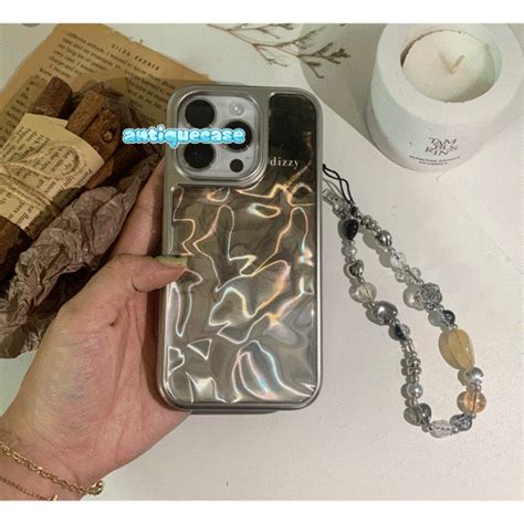 💓블랙 수채화💓티타늄케이스 실버라인 비즈키링 범퍼케이스 아이폰케이스 유니크 특이한 15프로맥스 14프로맥스 13프로맥스 12프로맥스 귀여운 키치 감성 레트로 에이블리