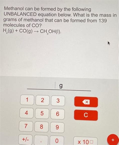Solved Methanol Can Be Formed By The Following UNBALANCED Chegg