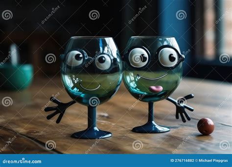 Happy Glasses With Eyes And Arms On A Table Created With Generative Ai