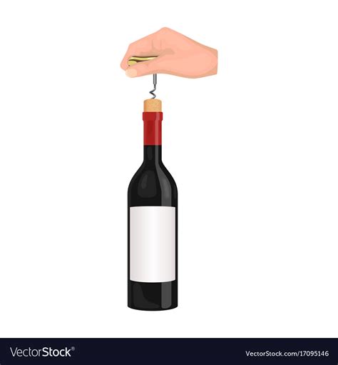 Opening The Bottle With A Corkscrew Manipulation Vector Image