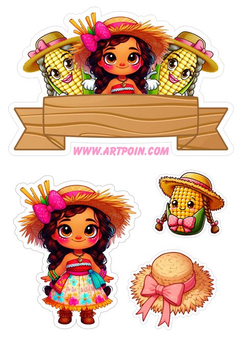 Aniversário Infantil Tema Moana Festa Junina Topo De Bolo Para Imprimir