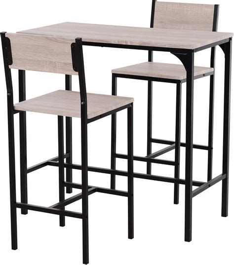 Amazonde Homcom Bartisch Mit 2 Stühlen 3 Teiliges Tischset Barstuhl
