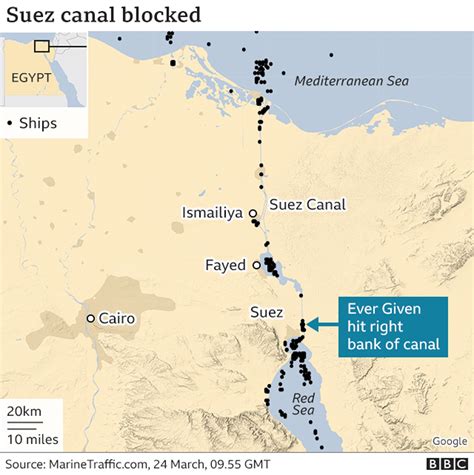 Suez Canal Owner Of Cargo Ship Blocking Waterway Apologises Bbc News