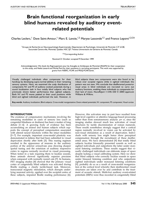 Pdf Brain Functional Reorganization In Early Blind Humans Revealed By