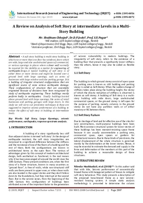 Pdf A Review On Analysis Of Soft Story At Intermediate Levels In A Multi Story Building