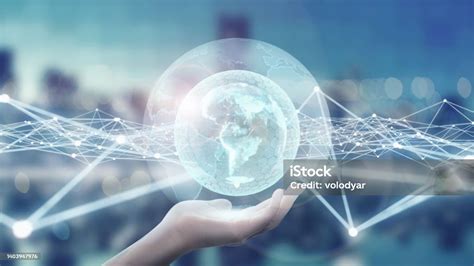 3d 렌더링 글로벌 통신 네트워크 개념 디지털 행성을 손에 쥐고 있는 글로벌 연결 개념 네트워크 연결 국제적 의미 네트워킹 기술
