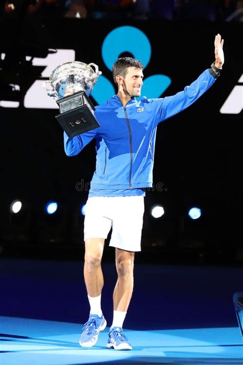 2019 Australian Open Champion Novak Djokovic Of Serbia During Trophy