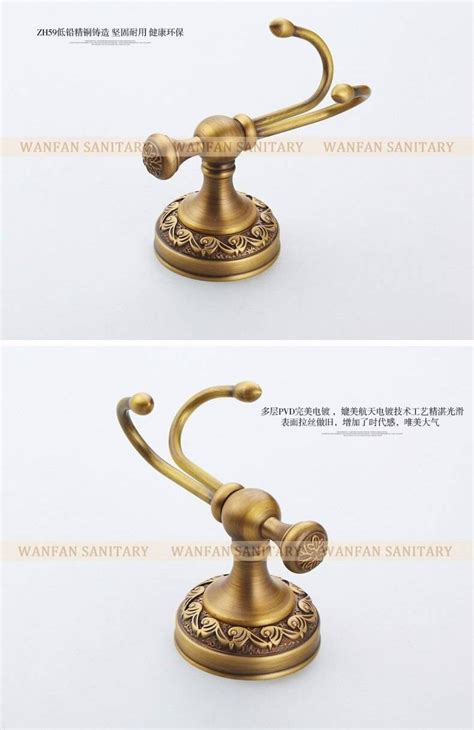 Luxury Robe Hooks Antique Brass Towel Hooks Cloth Towel Bath Coat
