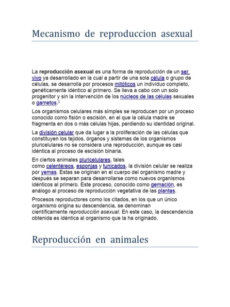 Mecanismo De Reproduccion Asexual Descargar Gratis Pdf Biología