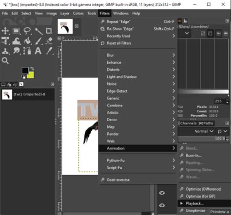 Edit Frames Of Animated GIF Using GIMP In Windows