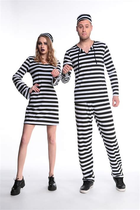 万圣节成人情侣与囚犯衣服囚人服装女囚衣服男囚服警察男囚犯派对 阿里巴巴