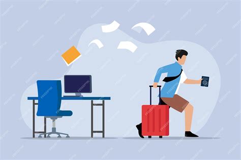 Premium Vector Businessman Running Away From Work For A Vacation