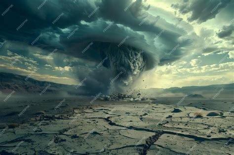 Dramatic Eruption A Powerful Volcanic Explosion In A Barren Landscape