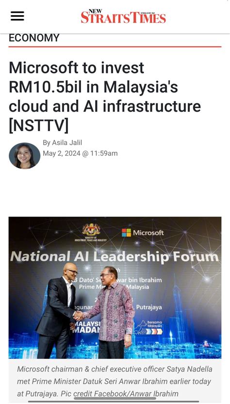 Microsoft Invests Rm105 Billion In Malaysia Cloud And Ai