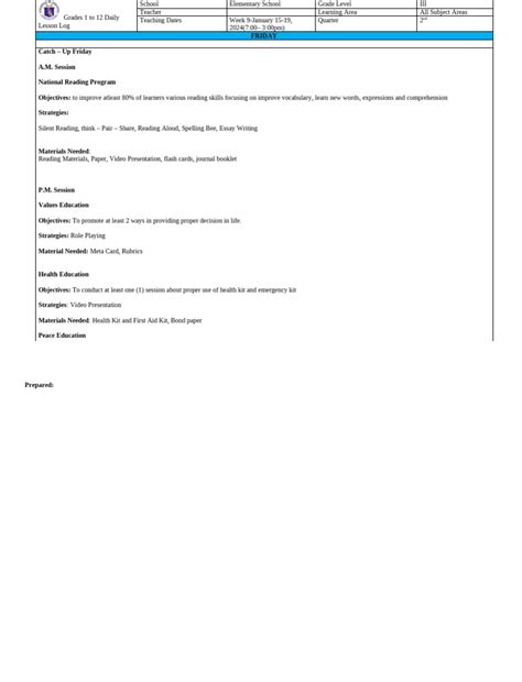 Catch Up Dll Week 2 Pdf
