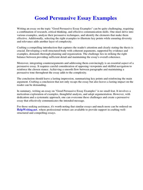 Good Persuasive Essay Examples Pdf Autism Spectrum Essays