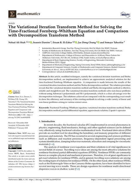 the variational iteration transform method for solving the time