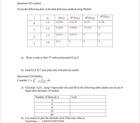 Question 1 5 Marks Given The Following Data Of