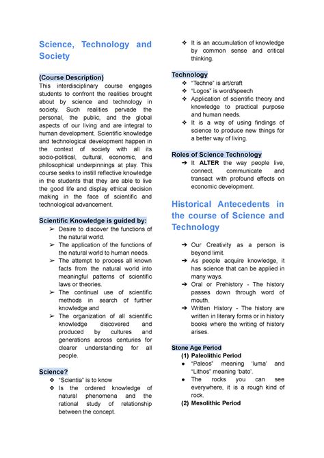 Reviewer FOR STS Reviewer For The First Sem Of STS Science