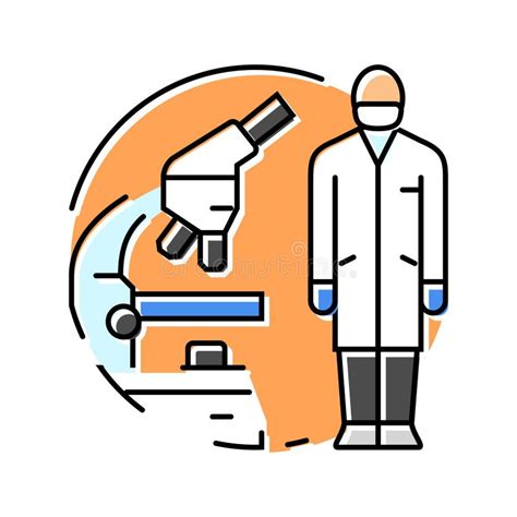 Lab Technician Microscope Color Icon Vector Illustration Stock Vector
