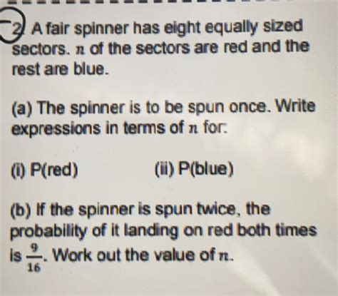 Solved 2 A fair spinner has eight equally sized sectors π of the