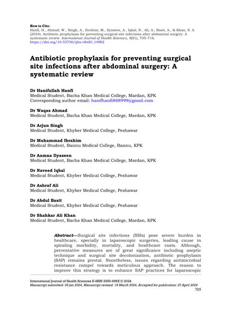 Pdf Antibiotic Prophylaxis For Preventing Surgical Site Infections
