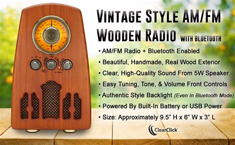 Amazon ClearClick Vintage Style AM FM Radio With Bluetooth
