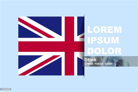 복사 공간이있는 절반 영국 국기 벡터 그림자 스타일이있는 국가 플래그 수평 슬라이드 효과 영국 아이콘 디자인 자산 Lorem