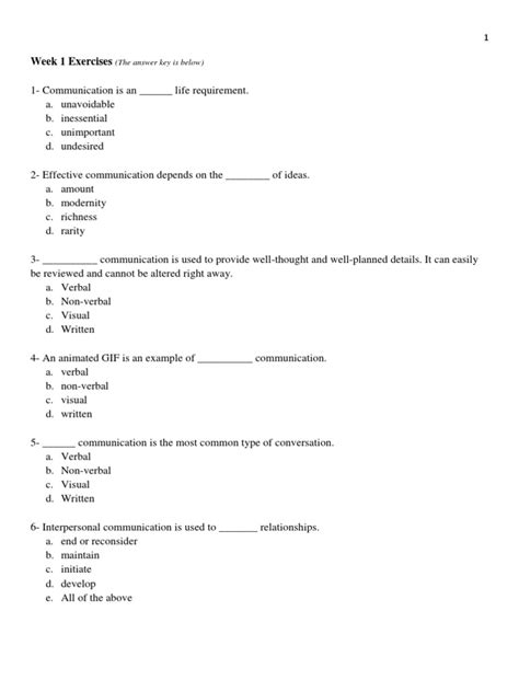 Module 1 Lecture 1 Execises Pdf Communication Nonverbal Communication
