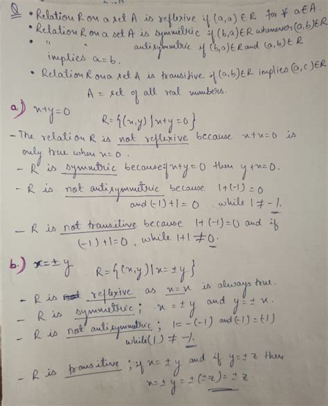 determine whether the relation r on the set of all real numbers is