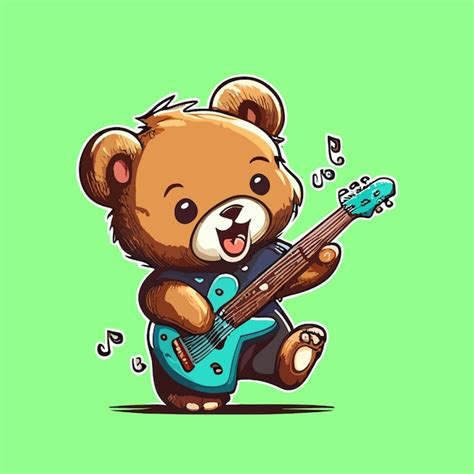 El Oso Tocando La Guitarra Dibujos Animados Oso De Dibujos Animados